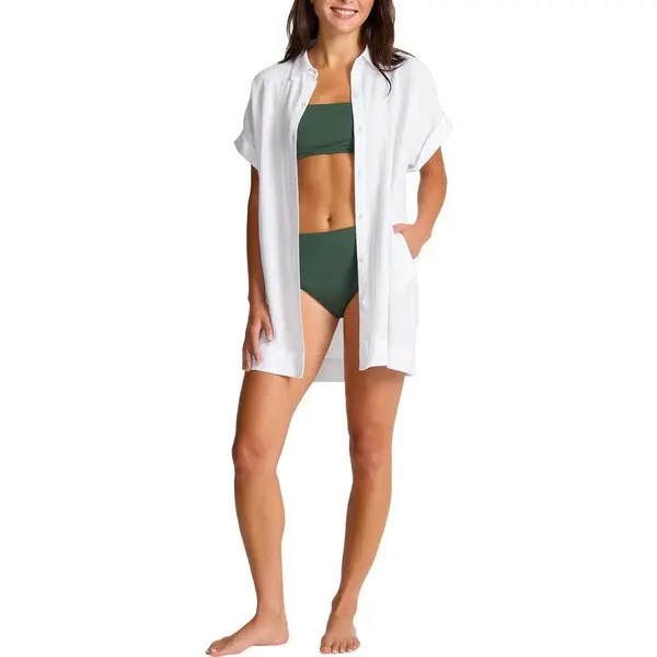 Tommy Bahama Textured Cover-up Shirtdress - White