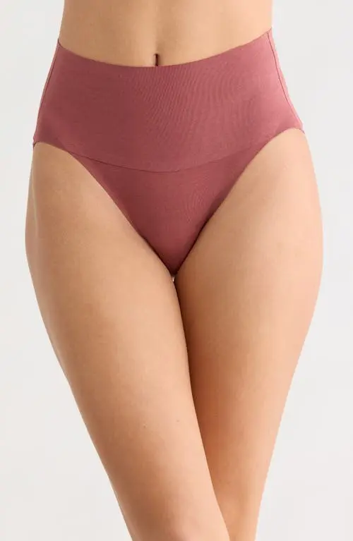 Spanx High Waist Cotton Blend Briefs - Rose Smoke