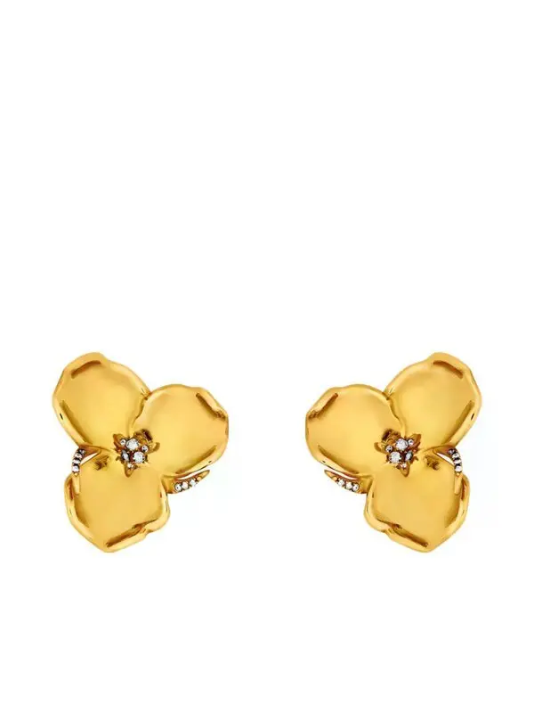 Oscar De La Renta Floral Stud Earrings - Gold