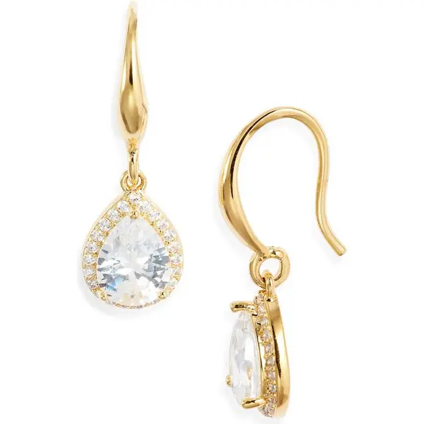 Nordstrom Cubic Zirconia Teardrop Earrings - Clear- Gold