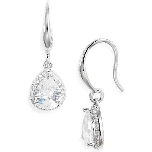 Nordstrom Cubic Zirconia Teardrop Earrings - Clear- Silver
