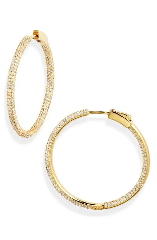Nordstrom Crystal Pavé Hoop Earrings - Clear- Gold