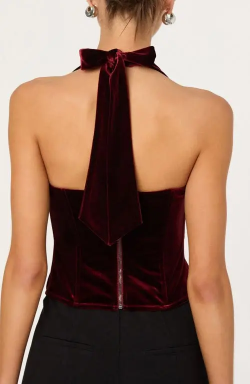 Astr The Label Jacy Velvet Halter Top