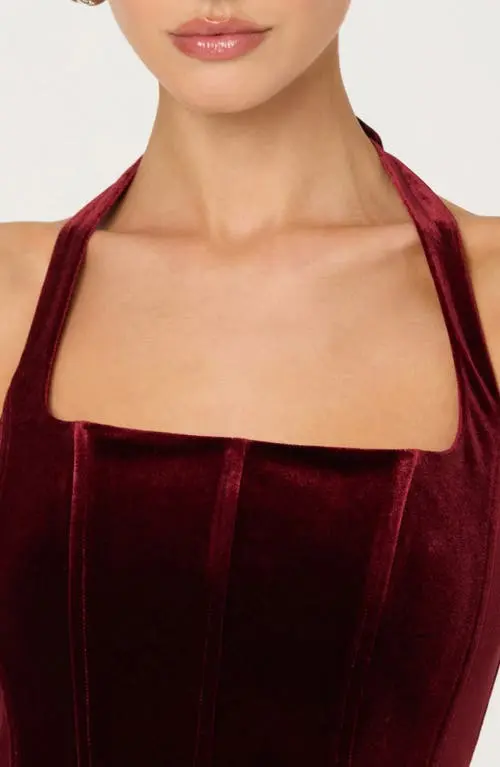 Astr The Label Jacy Velvet Halter Top
