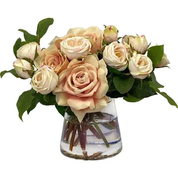 WINWARD HOME Mixed Rose In Glass - Blush