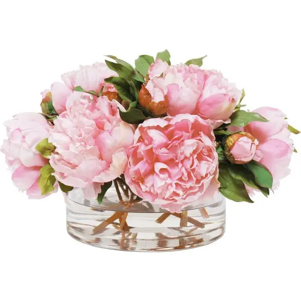 WINWARD HOME Peony In Open Cylinder Vase - Pink