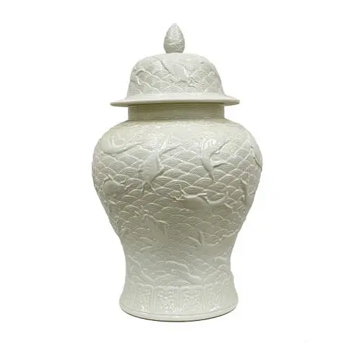 WINWARD HOME Koi Relief Pot - White