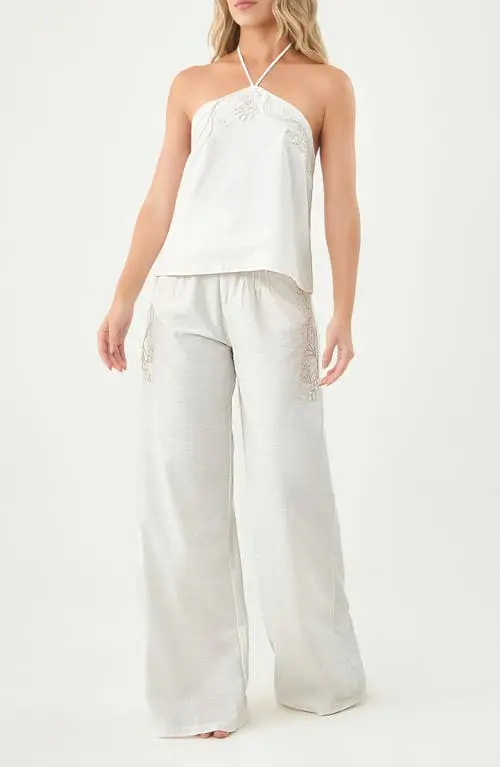 BOAMAR Naomi Embroidered Cotton Blend Cover-up Pants - White