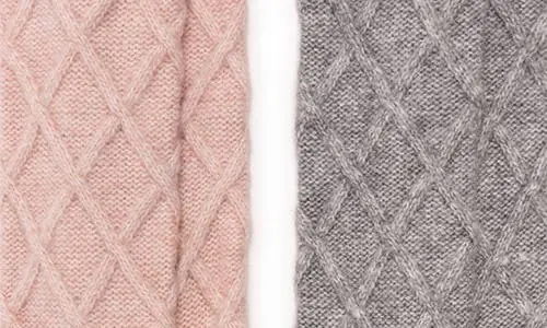 MUK LUKS Lattice-stitch Crew Socks Set Of Two - Pink-grey