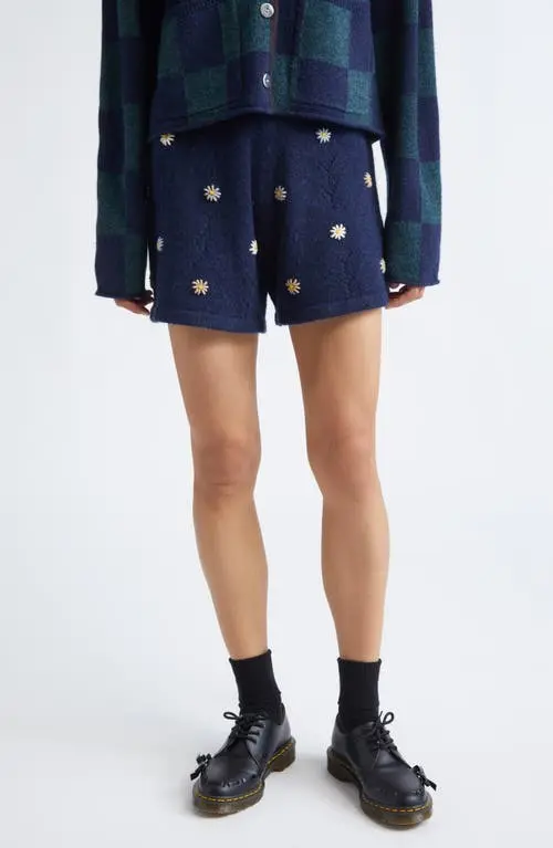 YANYAN Daisy Embroidered Lambswool Shorts