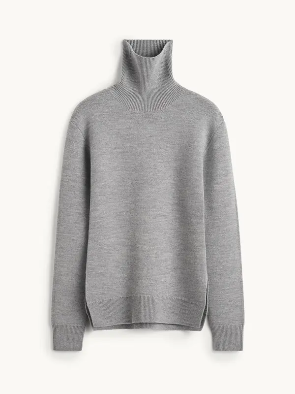TOTEME High-neck Double-knit Sweater - Pale Grey Mélange