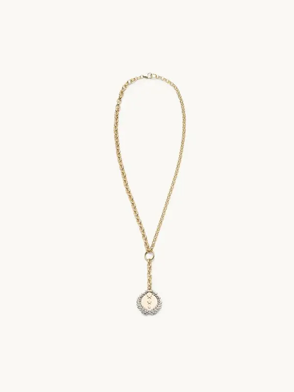 FOUNDRAE Heavy Mixed Belcher Extension Chain Necklace With Per Aspera Ad Astra Medallion - 18k Yellow Gold,white Diamond