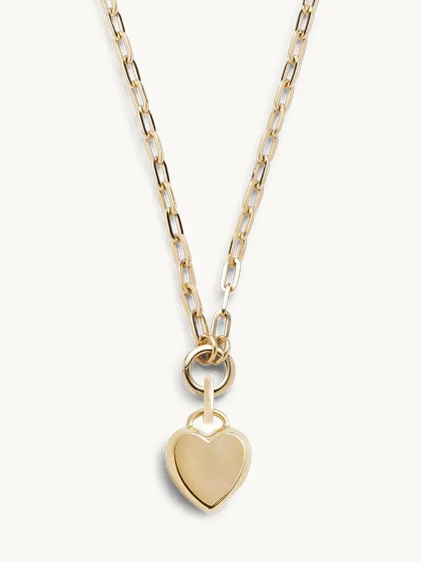 FOUNDRAE Refined Open Clip Chain With Heart Ingot - 18k Yellow Gold