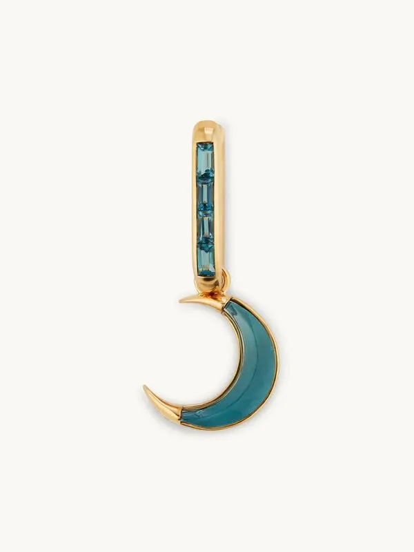 FOUNDRAE 18k Yellow Gold Blue Topaz Crescent Baguette Fob - 18k Yellow Gold,blue Topaz