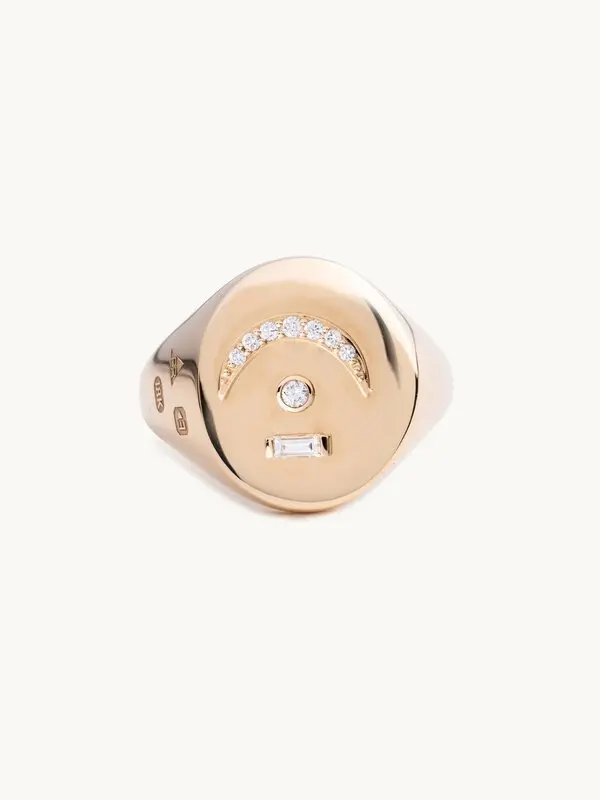 FOUNDRAE Pause Signet Ring 18k Yellow Diamonds - 18k Yellow Gold,diamonds