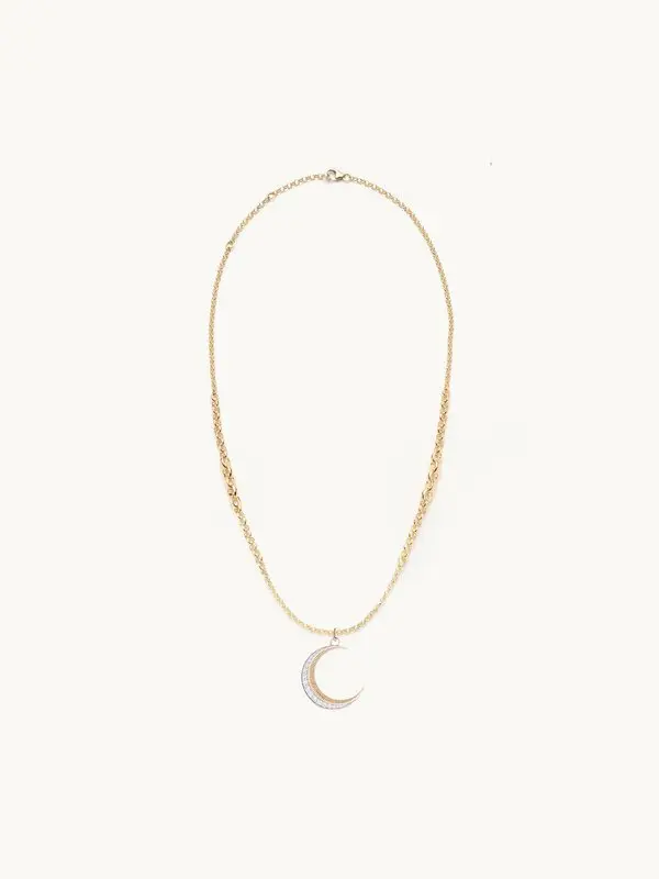 FOUNDRAE 18k Yellow Gold Diamond Crescent Belcher Chain Necklace - 18k Yellow Gold,diamonds