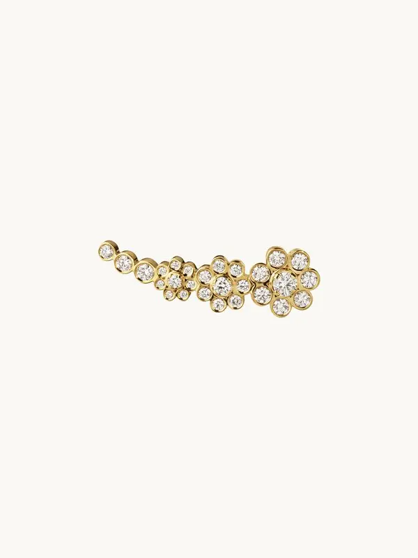 Sophie Bille Brahe Croissant Fleur Ear Climber - 18k Recycled Yellow Gold,diamonds