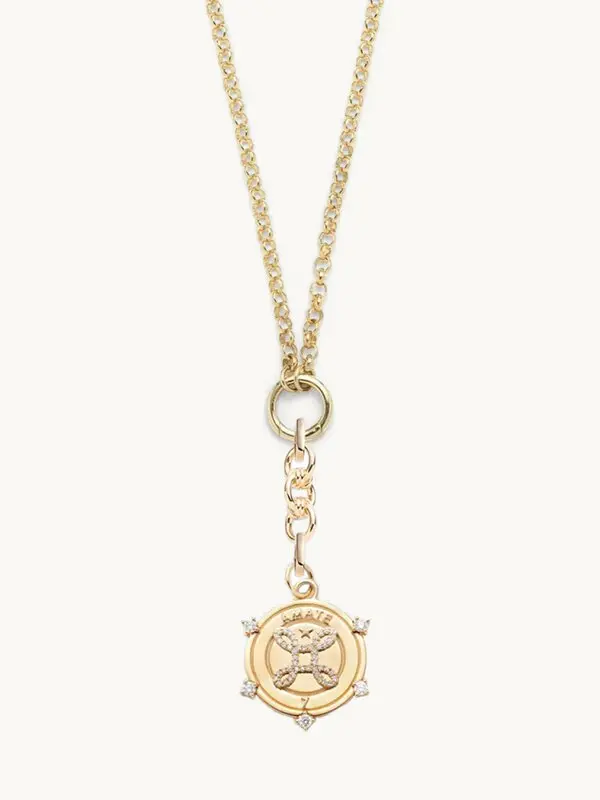 FOUNDRAE Medium Belcher Chain Necklace With True Love Medallion - 18k Yellow Gold,diamonds