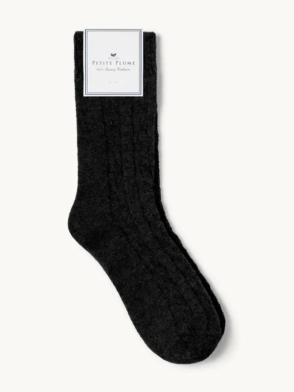 PETITE PLUME Cashmere Crew Socks - Black
