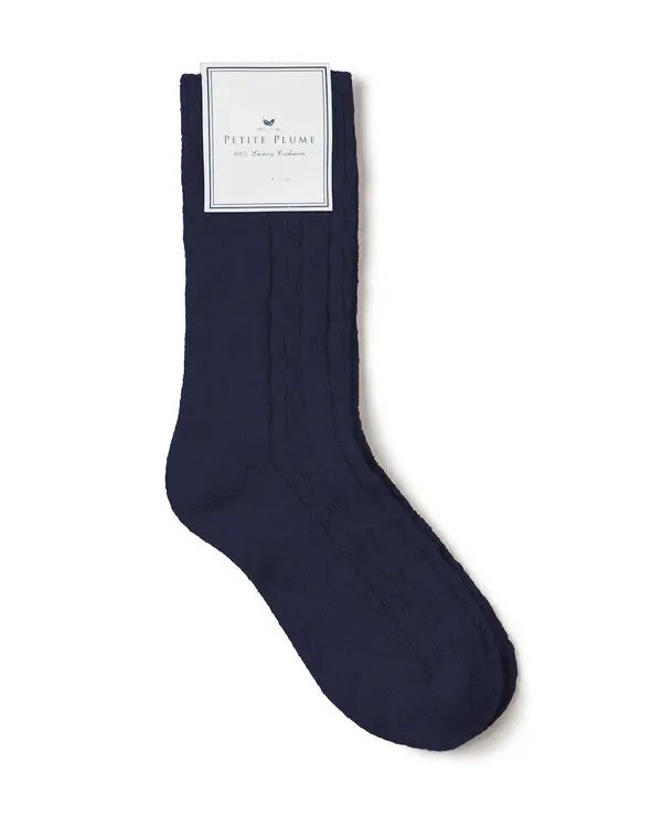 PETITE PLUME Cashmere Crew Socks - Navy