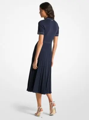 Michael Kors Stretch Knit Polo Midi Dress