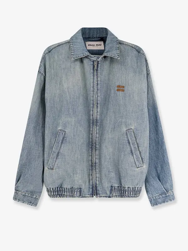 Miu Miu Denim Jacket With Embroidery - Blue