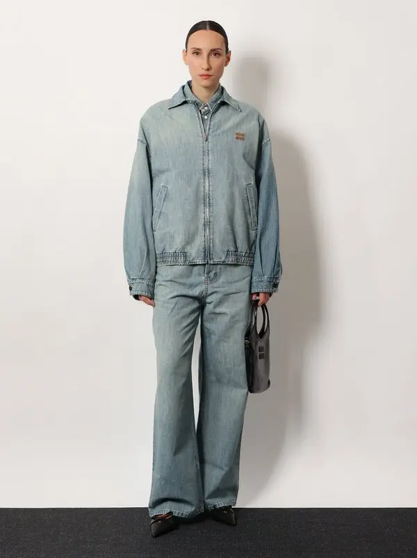 Miu Miu Denim Jacket With Embroidery - Blue