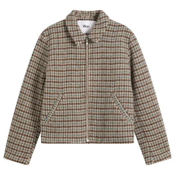 WON HUNDRED Dutton Houndstooth Wool Jacket - Taupe Grey