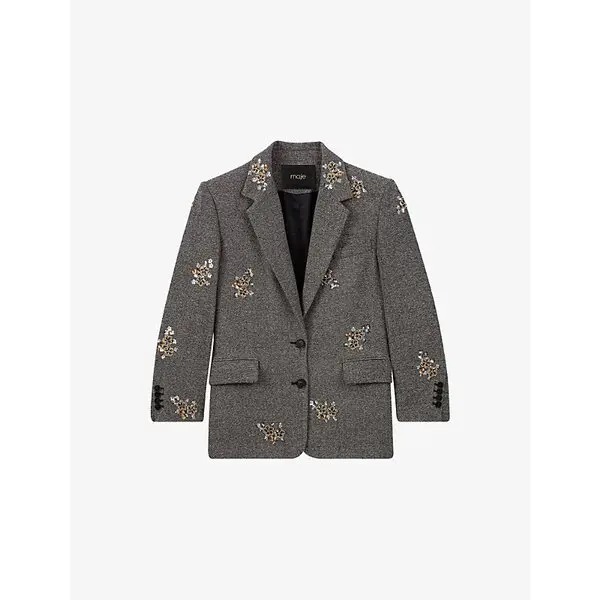 Maje Sequin-embellished Woven Blazer