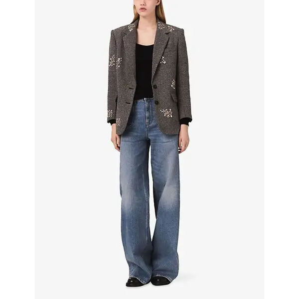 Maje Sequin-embellished Woven Blazer