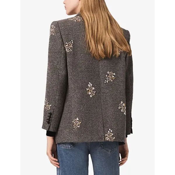 Maje Sequin-embellished Woven Blazer