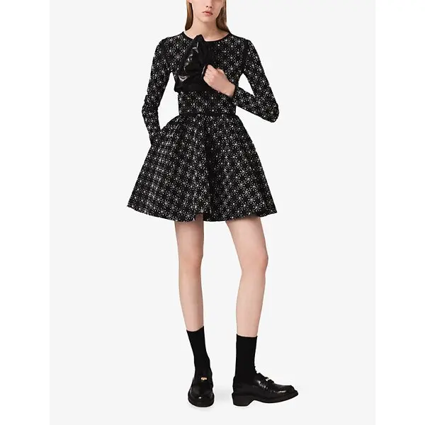 Maje Pearl And Rhinestone-Embellished Skater Dress In Black - 40% Off |  Editorialist