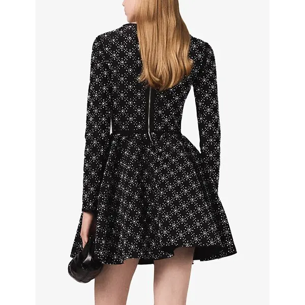 Maje Pearl And Rhinestone-Embellished Skater Dress In Black - 40% Off |  Editorialist