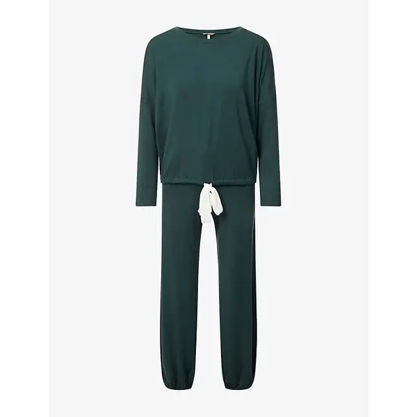 Eberjey Gisele Slouchy Modal-jersey Pyjama Set - Pine/ivory