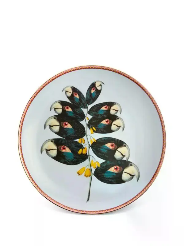 La DoubleJ Parrotstem Print Decorative Plate - Blue