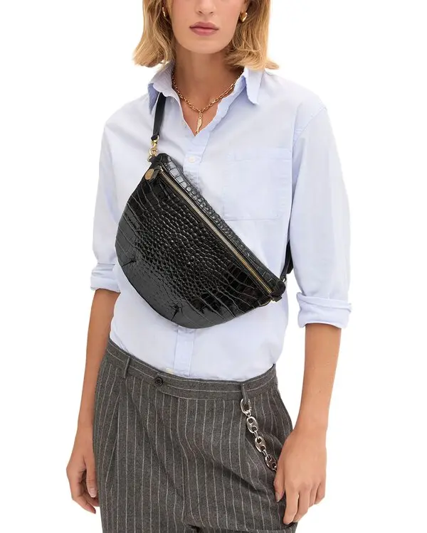 Clare V. Grande Small Croco Embossed Leather Fanny Pack