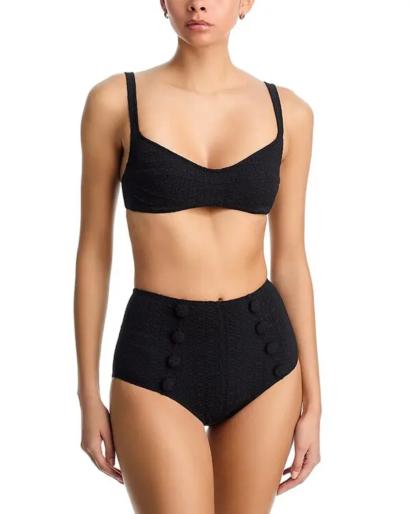 Lisa Marie Fernandez Balconette & High Waist Bikini Set - Black Seersucker