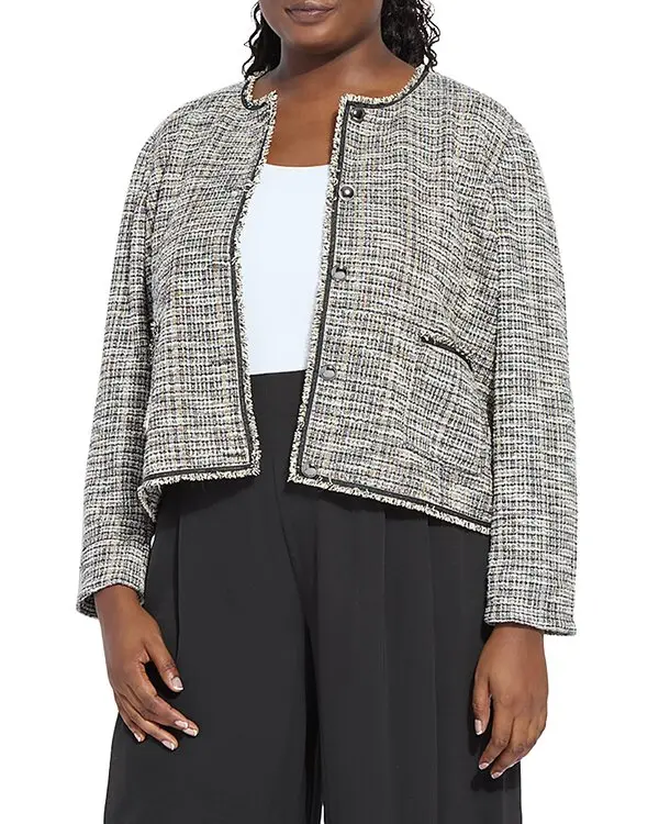 Lyssé Charlotte Collarless Tweed Jacket