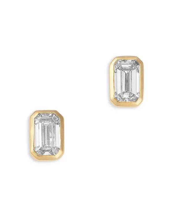 Bloomingdale'S Luxe Collection Lab Grown Diamond Emerald Stud Earrings - Gold