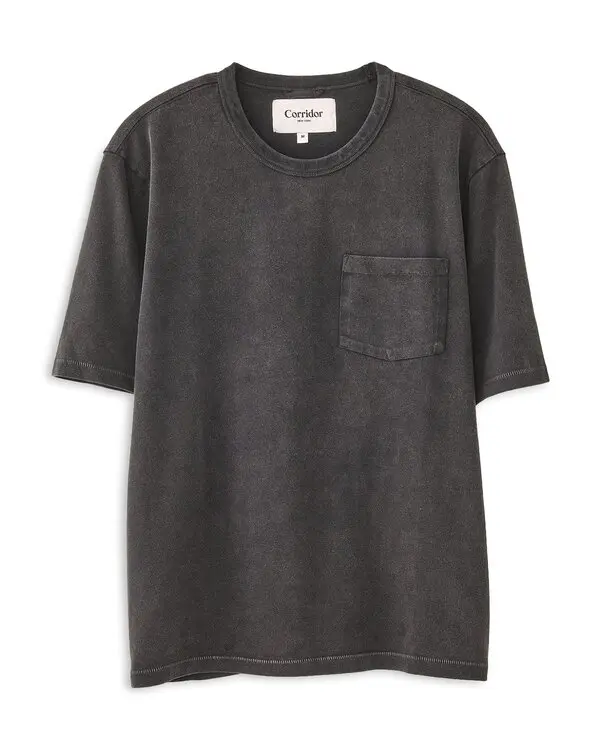 CORRIDOR Garment Dyed Short Sleeve Pocket Tee - Black