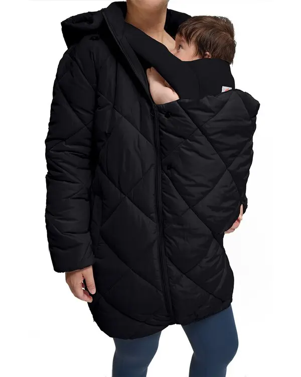INGRID & ISABEL Longline Puffer Maternity Coat - Black