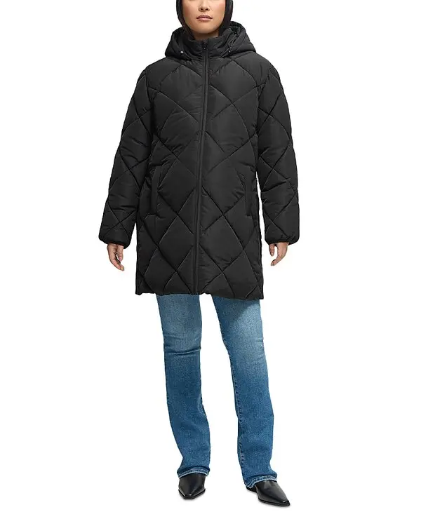 INGRID & ISABEL Longline Puffer Maternity Coat - Black