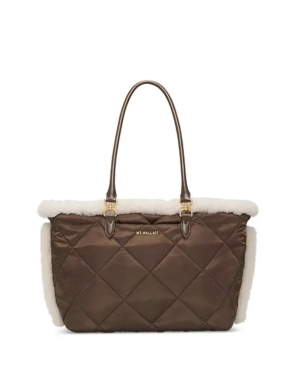 Mz Wallace Medium Madison East/west Tote - Walnut/shearling