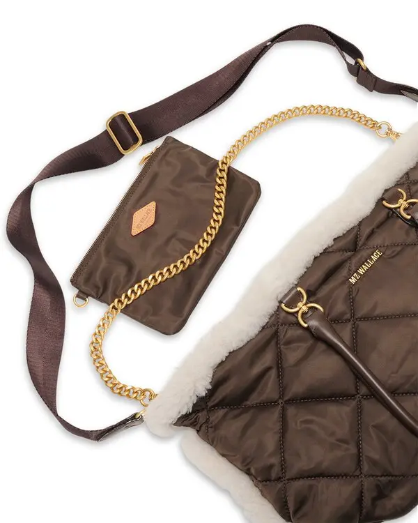 Mz Wallace Medium Madison East/west Tote - Walnut/shearling