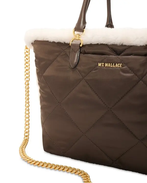 Mz Wallace Medium Madison East/west Tote - Walnut/shearling