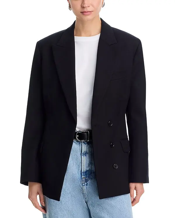 ANINE BING Aretha Peak Lapel Blazer - Black