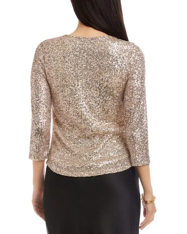 Karen Kane Three Quarter Sleeve Sequin Top - Champagne