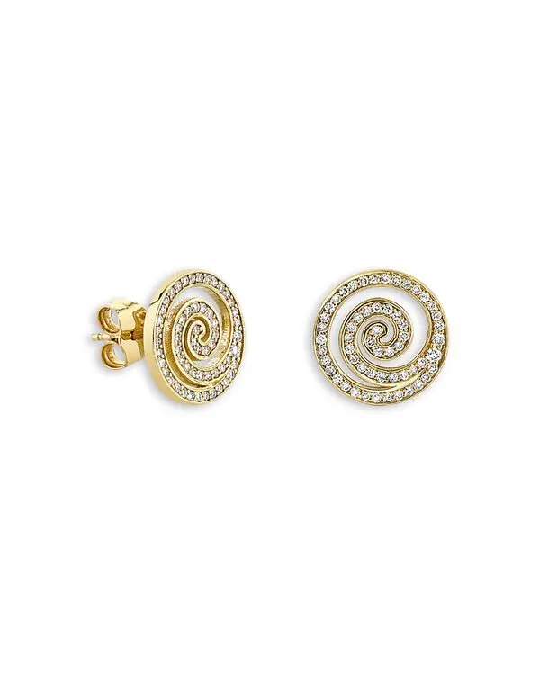 SYDNEY EVAN 14k Yellow Diamond Swirl Stud Earrings - Gold