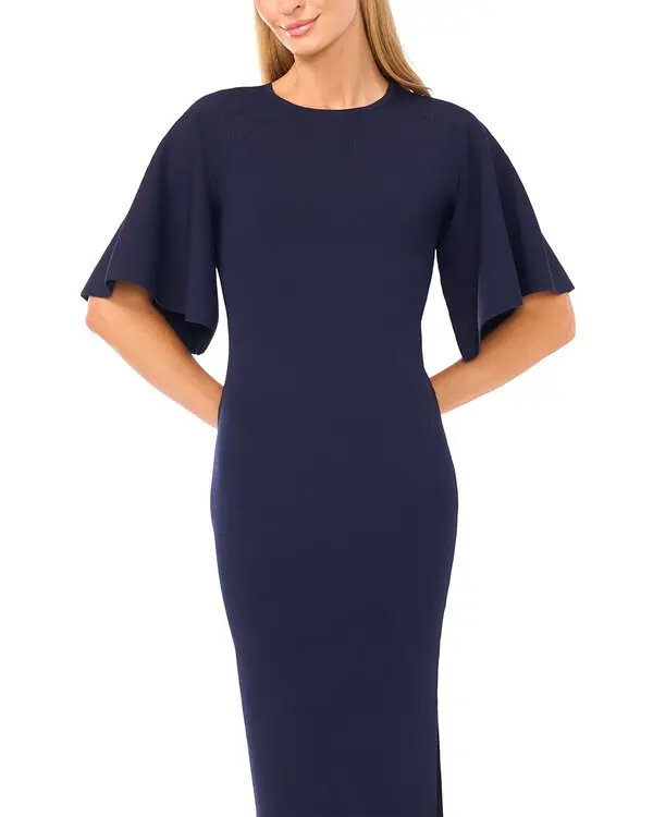 Ted Baker London Flare Sleeve Crew Neck Midi Dress - Classic Navy