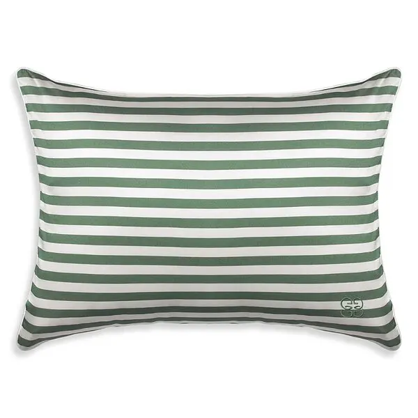 Gingerlily Silk Travel Pillow - Green Ivory Stripe